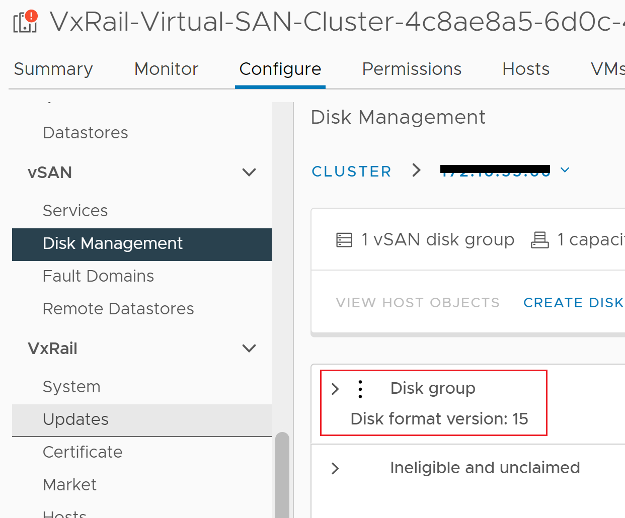 VxRail: Verify vSAN on-disk format version when using a shared witness to deploy vSAN 2-node ...
