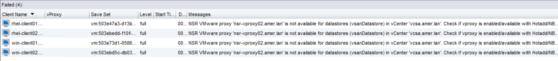 NVP vProxy: VM backups fail when using hot add "vProxy is not available for datastore" | Dell US