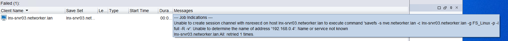NetWorker: server upgraded to 19.11, backup fails reporting "Hostname resolution failed" | Dell US